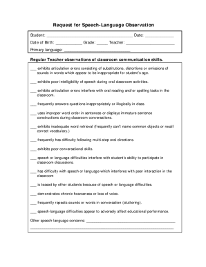 Fillable Online Speech Observation Request Fax Email Print - pdfFiller