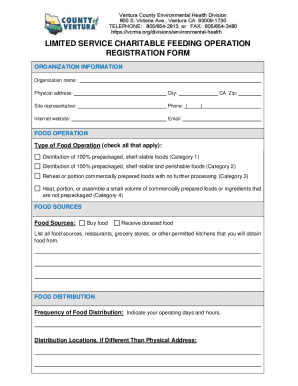 Fillable Online limited service charitable feeding operation ...