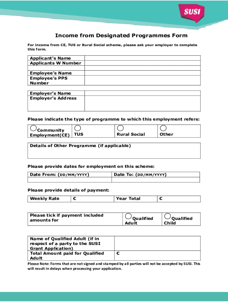 Fillable Online Income from Designated Programmes Form Fax Email Print - pdfFiller