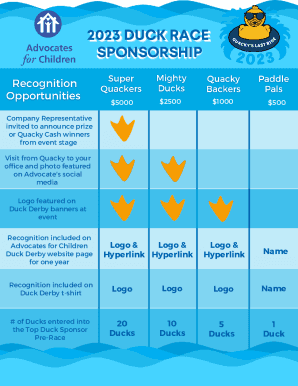 Fillable Online Duck Derby Sponsorship Form 2023 Fax Email Print ...