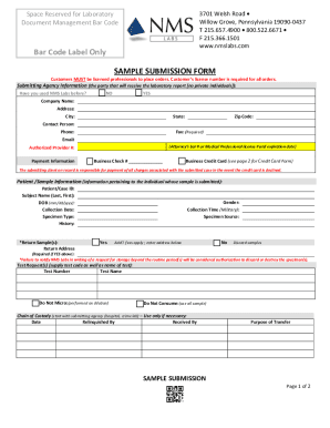Fillable Online Bar Code Label Only SAMPLE SUBMISSION FORM Fax Email ...