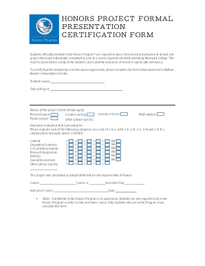 Fillable Online Formal Presentation Certification Form x Fax Email ...