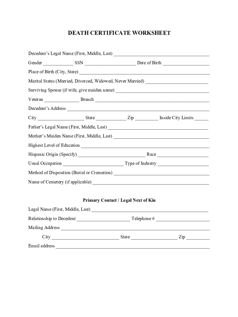 Fillable Online south carolina certificate of death - funeral home ...