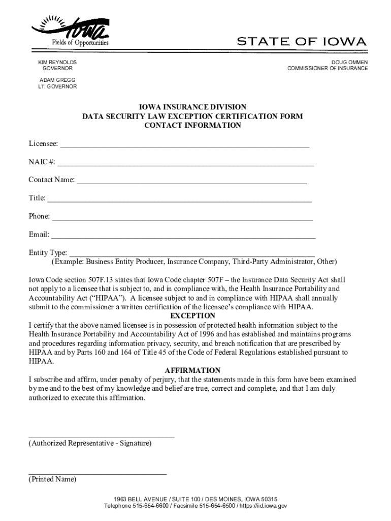 Fillable Online Iowa Becomes the Latest State to Adopt the NAIC Model ...