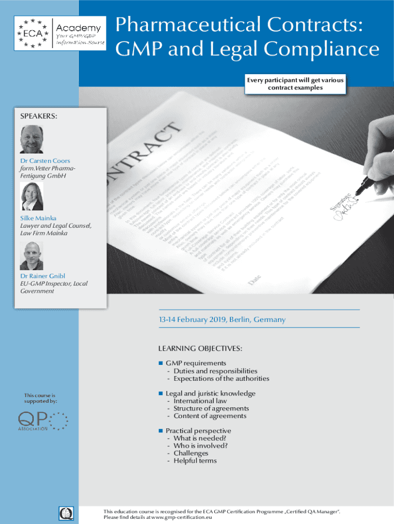 Fillable Online academy gmp-compliance Pharmaceutical Contracts: GMP ...