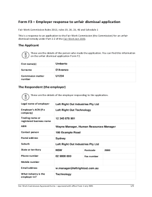 Fillable Online sample-form-f3-employer-response-unfair-dismissal ...