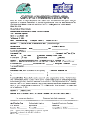 Fillable Online Application for Continuing Education Coursework Approval. Application for ...
