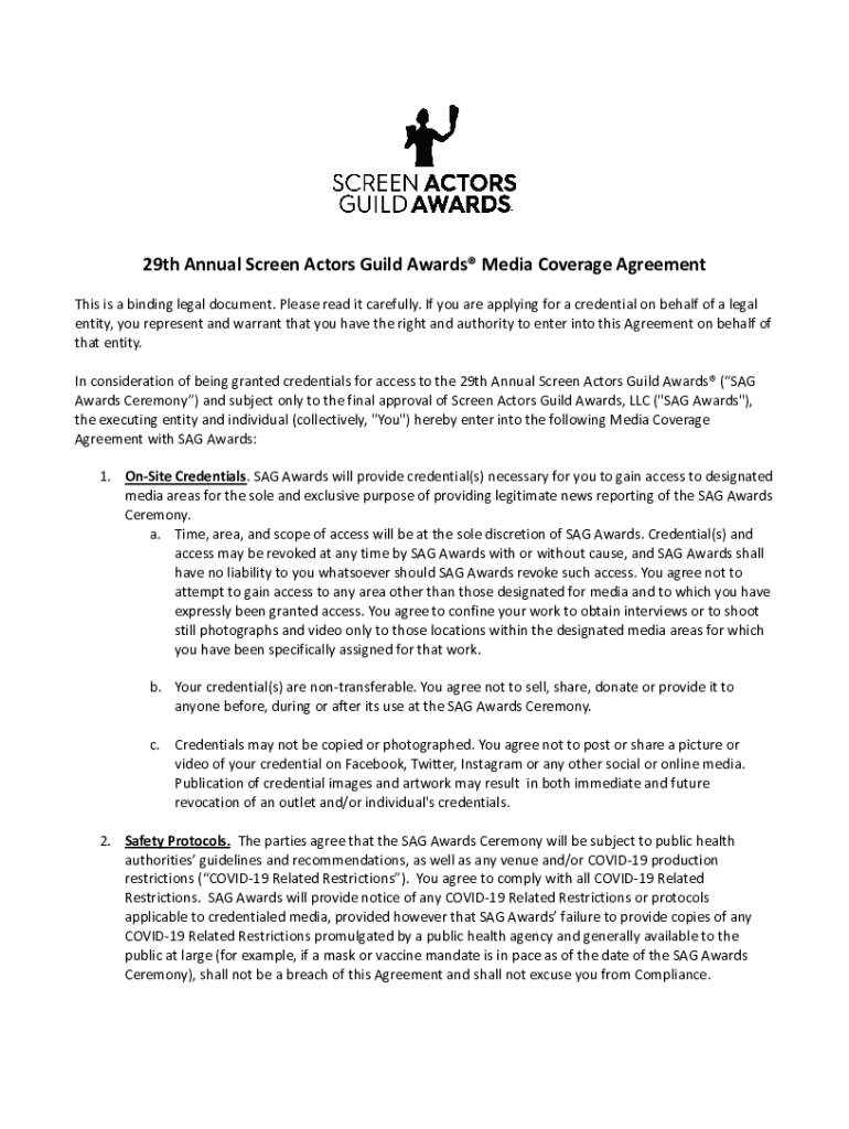 Fillable Online 2 Tickets to The 29th Annual Screen Actors Guild Awards ... Fax Email Print ...