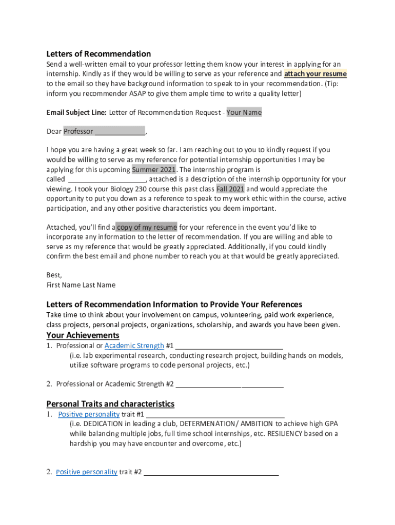 Fillable Online LOR Email Template 2 Fax Email Print - pdfFiller