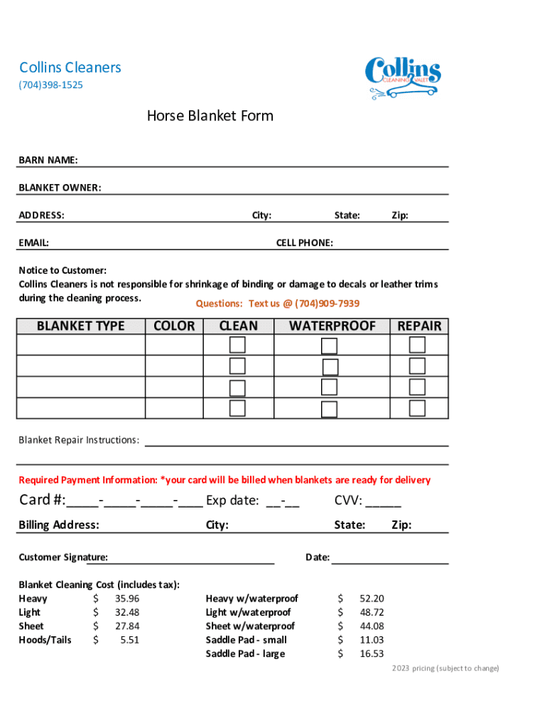 Fillable Online Horse laundry service Fax Email Print - pdfFiller