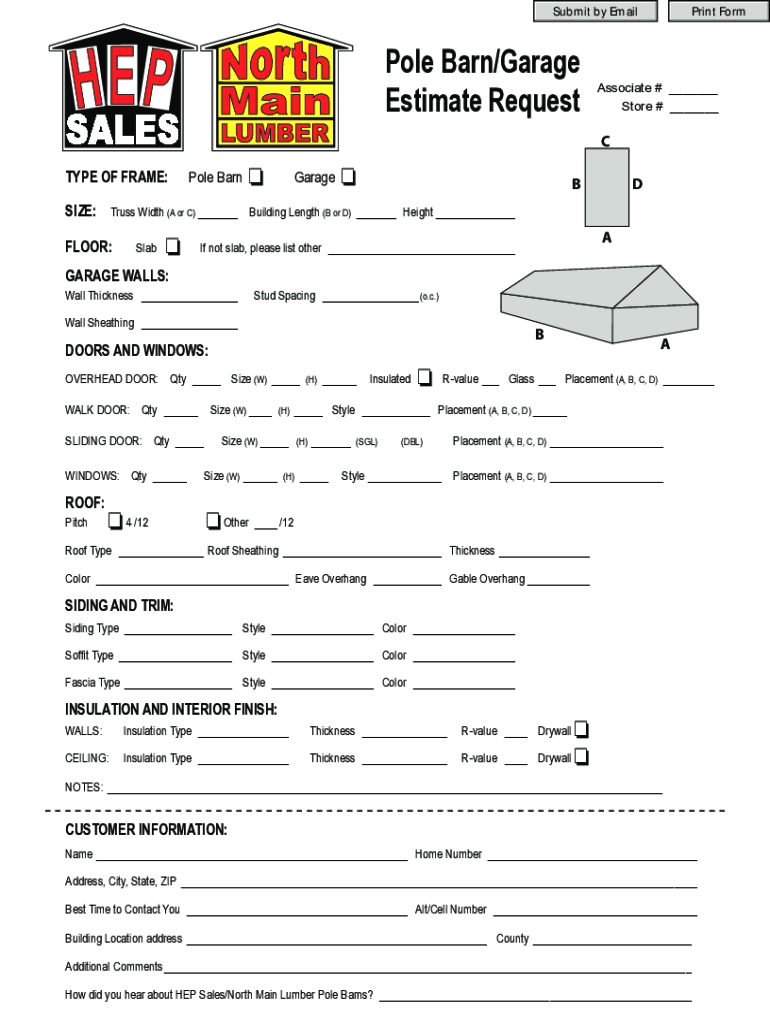 Fillable Online Pole Barn/Garage Estimate Request Fax Email Print ...