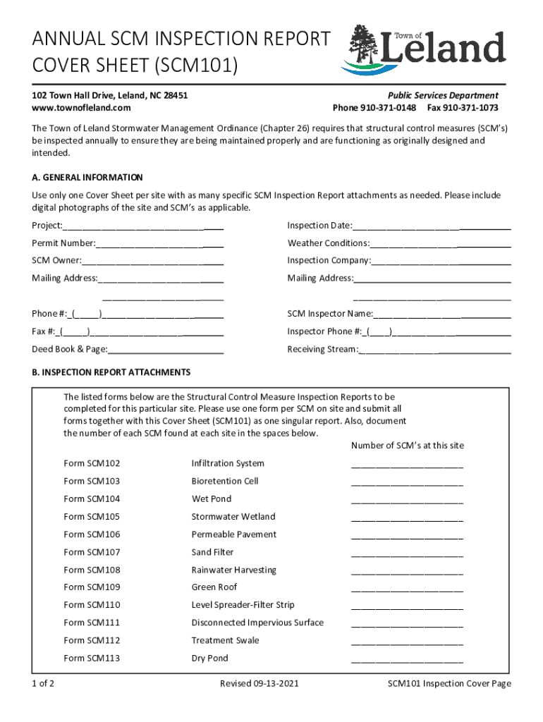Fillable Online ANNUAL SCM INSPECTION REPORT WET POND ( ... Fax Email ...