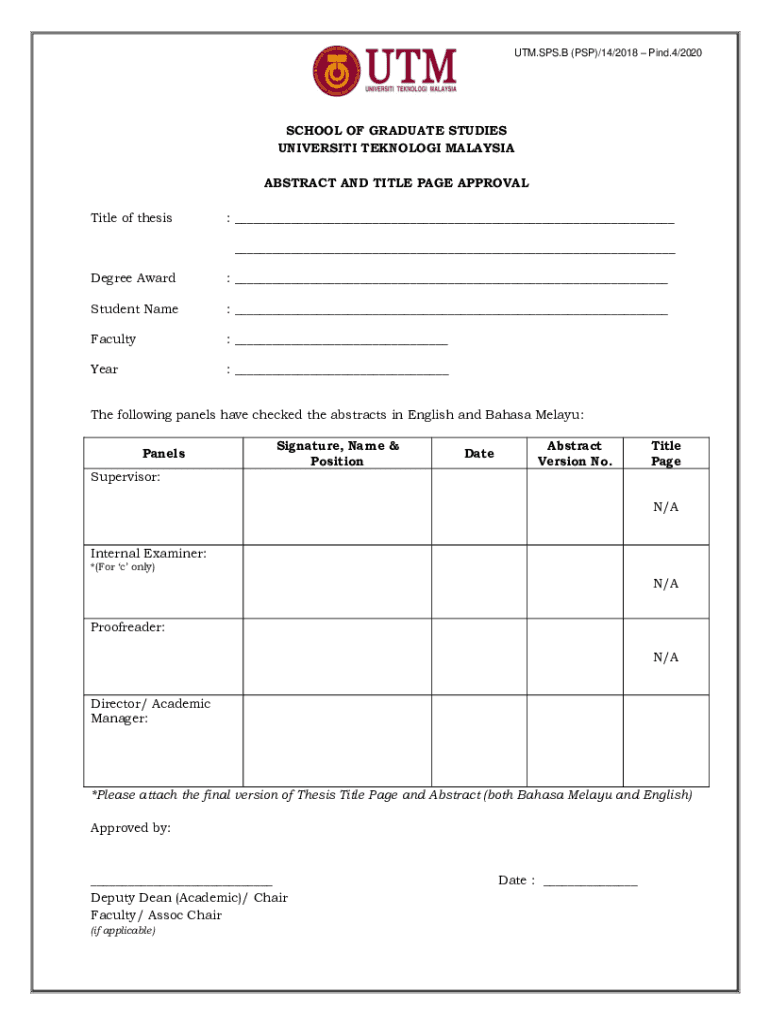 Fillable Online Abstract Approval - SPS UTM - Universiti Teknologi ...