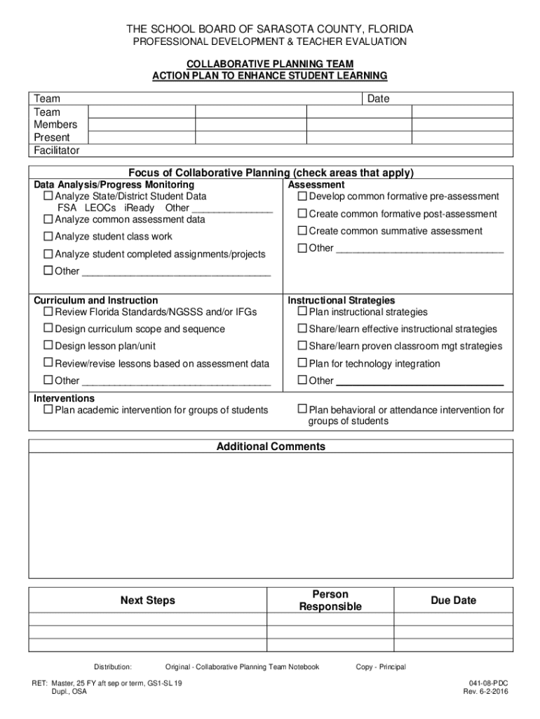 Fillable Online 041-08-PDC Collaborative Planning Team Action Plan To ...