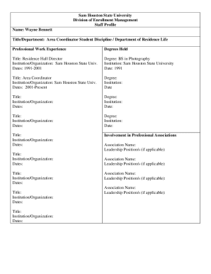 Fillable Online Department of Residence Life Organization Chart Fax ...