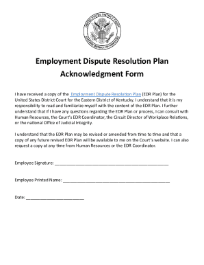 Fillable Online Employment Dispute Resolution Plan Acknowledgment Form ...