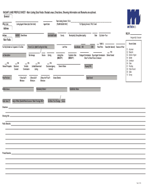 Fillable Online VACANT LAND PROFILE SHEET - Main Listing Data Fields ...