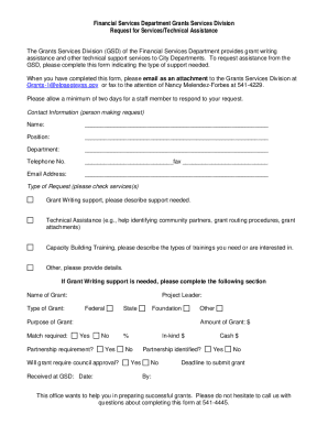 Fillable Online The Grants Services Division (GSD) of the Financial ...