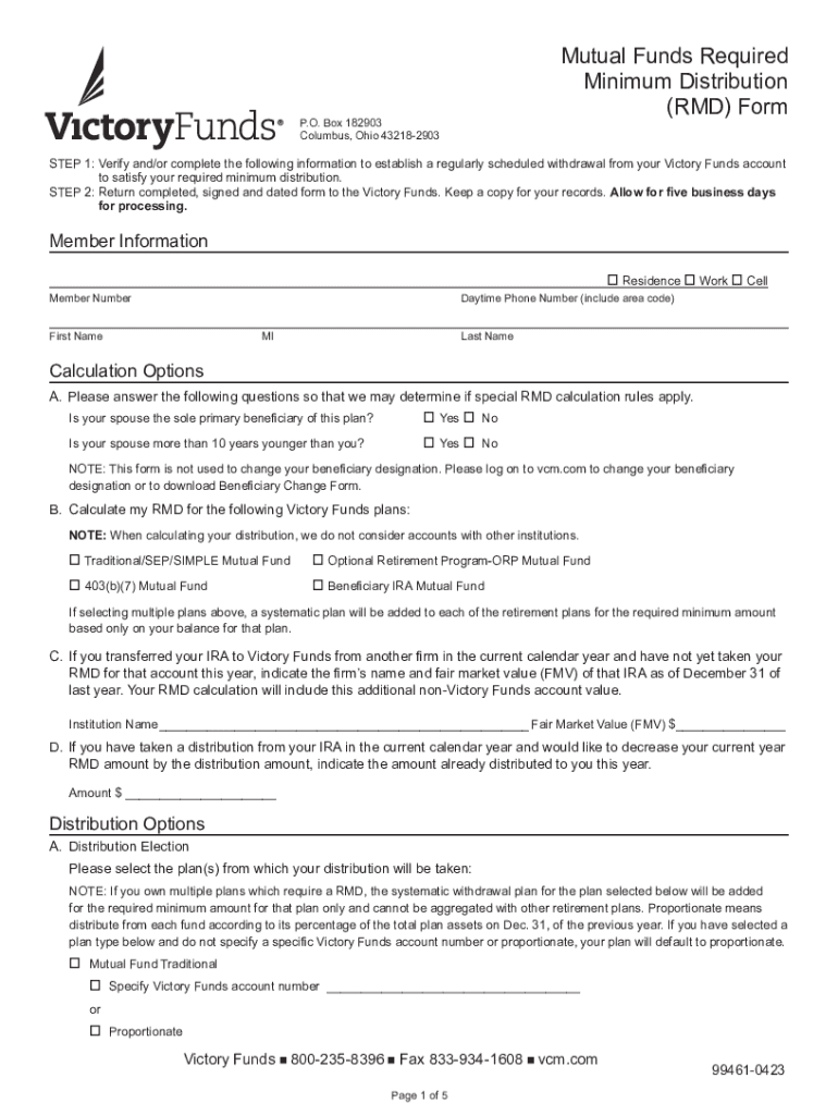 Fillable Online Retirement Account Required Minimum Distribution ...