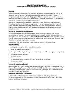 Fillable Online Community Acceptance Requirements, Instructions, and ...