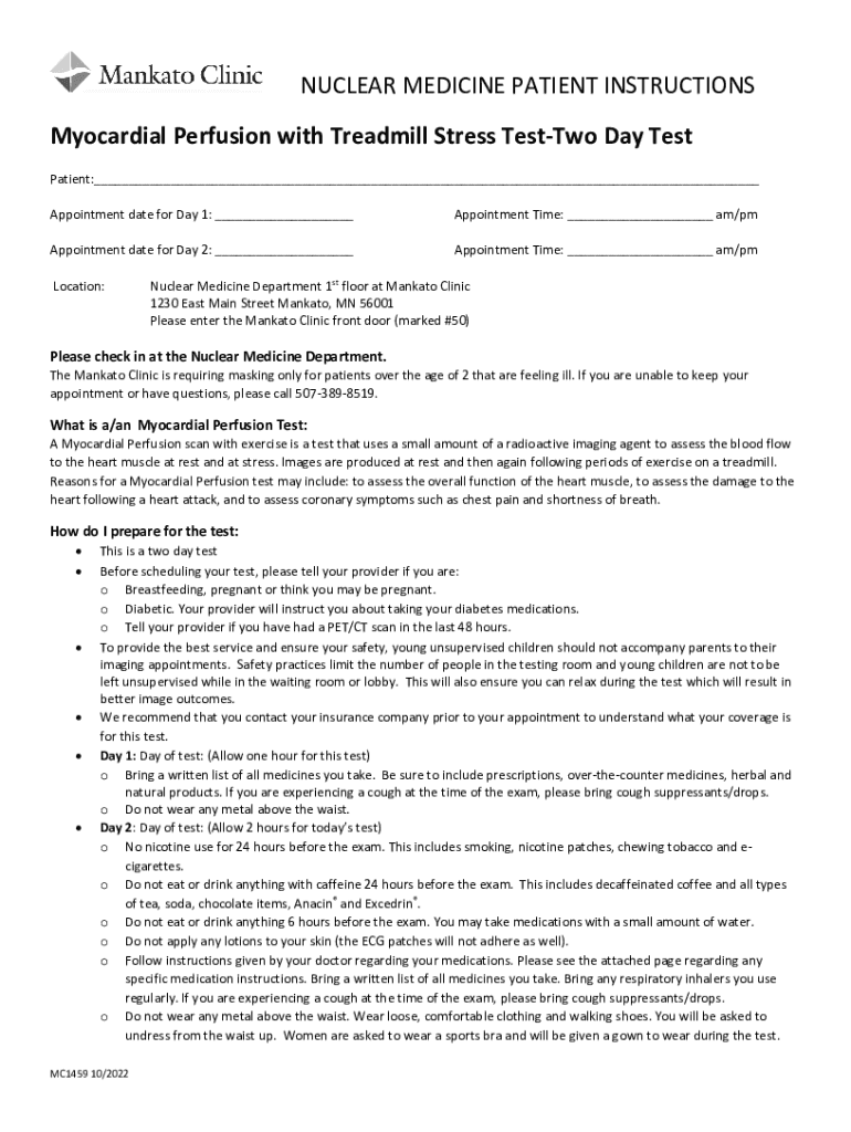 Fillable Online Nuclear Medicine Patient Preparation and Instructions ...