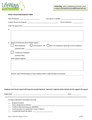 Fillable Online Space Utilization Request Form - LifeWays Intranet Fax ...
