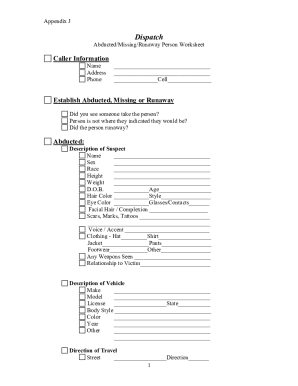 Fillable Online uwpd wisc Abducted/Missing/Runaway Person Worksheet Fax ...