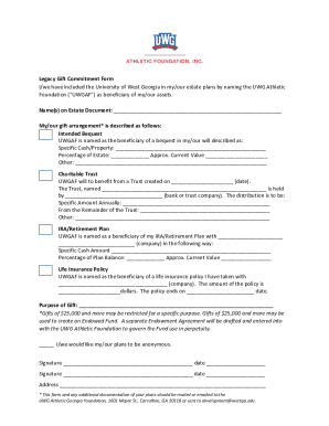 Fillable Online UWGAF Legacy Gift Commitment Form.docx Fax Email Print - pdfFiller