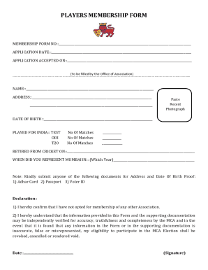 Fillable Online PLAYERS MEMBERSHIP FORM Fax Email Print - pdfFiller