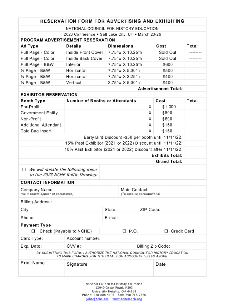 Fillable Online National Council for History Education (NCHE ...