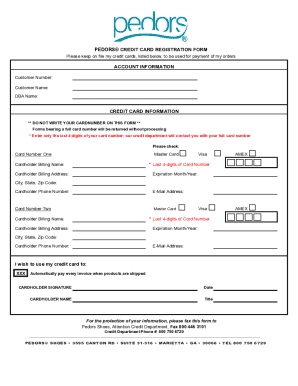 Fillable Online PEDORS CREDIT CARD REGISTRATION FORM Fax Email Print ...