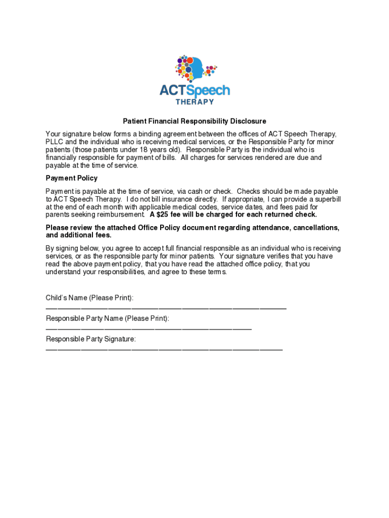 Fillable Online Patient Financial Responsibility Disclosure ACT.docx ...