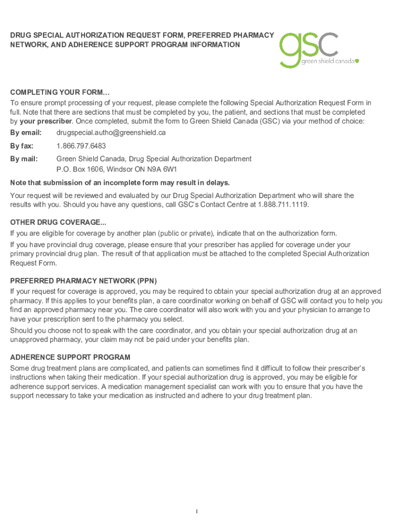Fillable Online DRUG SPECIAL AUTHORIZATION REQUEST FORM, ... Fax Email Print - pdfFiller