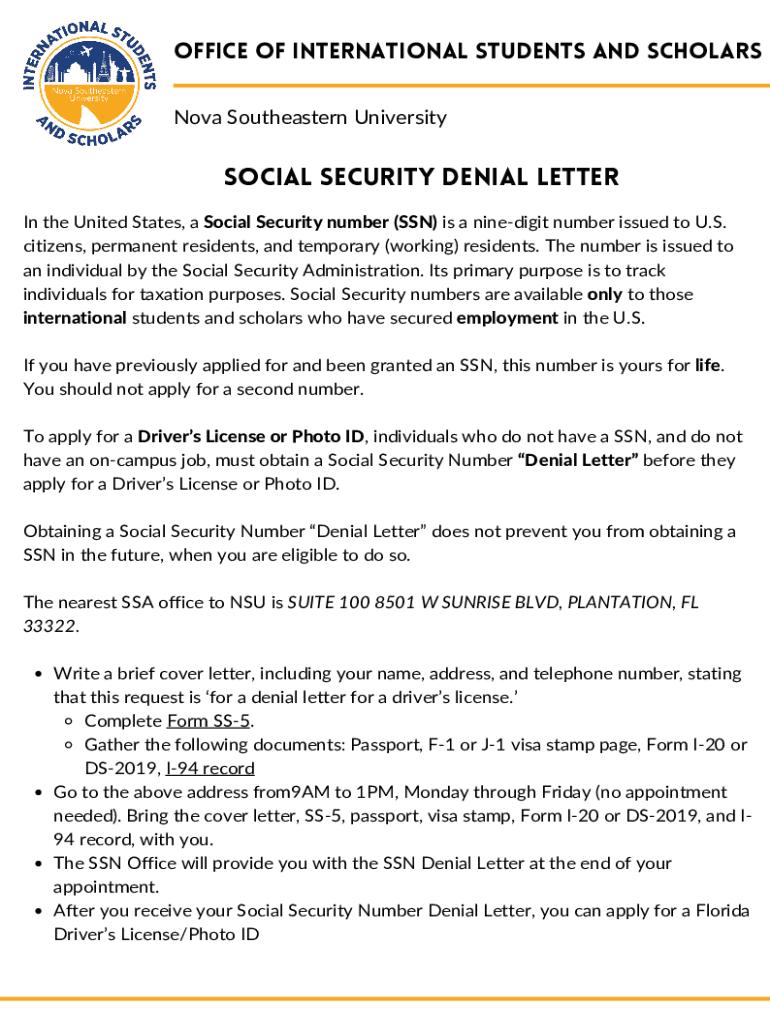 Fillable Online SSN Denial Form Fax Email Print - pdfFiller