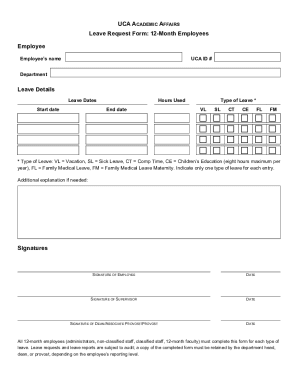 Fillable Online Academic Affairs Leave Request Form Fax Email Print - pdfFiller