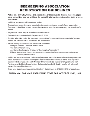 Fillable Online Beekeeper Registration / Bees/Apiary / Agriculture ...