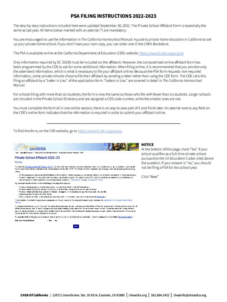 Fillable Online How to file California Private School Affidavit PSA ...