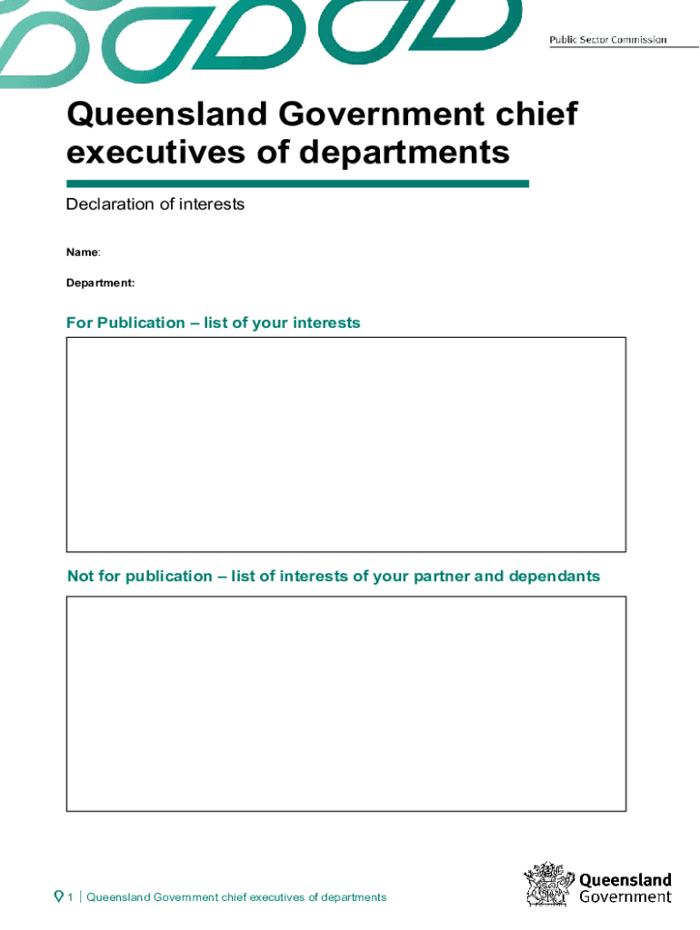 Fillable Online Queensland Government chief executives of departments ...