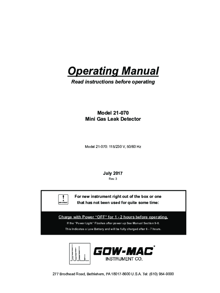 Fillable Online Pulsed Discharge Detector Model D-4-I Instruction ...