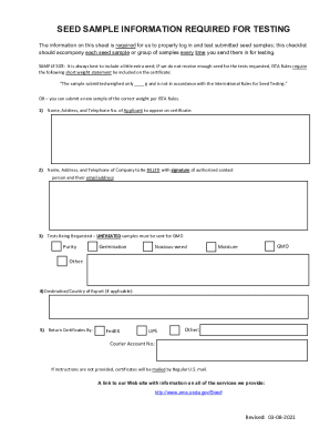 Fillable Online Seed Sample Submission Form Fax Email Print - pdfFiller