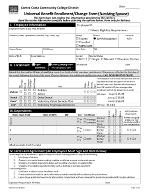 Fillable Online Universal Benefit Enrollment/Change Form (Surviving Spouse) Fax Email Print ...