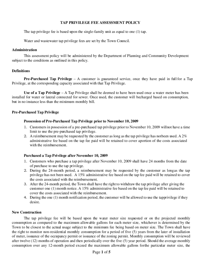 Fillable Online Fillable Online TAP PRIVILEGE FEE ASSESSMENT POLICY ... Fax Email Print - pdfFiller
