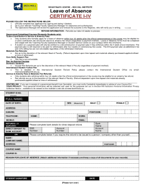 Fillable Online Leave of Absence CERTIFICATE I-IV Fax Email Print ...