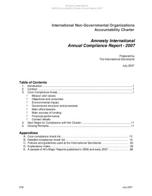 Fillable Online INGO Accountability Charter Internal Compliance Report ...