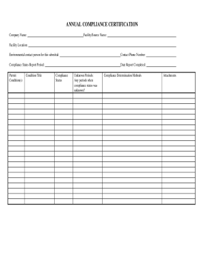 Fillable Online Instructions for completing Annual Compliance ...