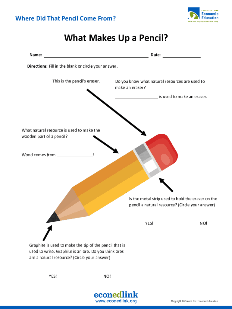 Fillable Online Geography of a Pencil Table 1. What is a Pencil Made Of ...