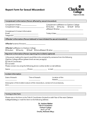 Fillable Online Report Form for Sexual Misconduct - Omaha Fax Email ...