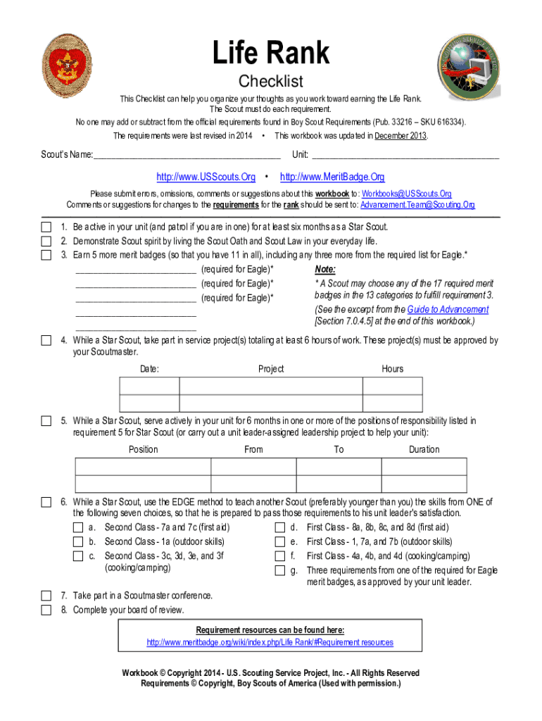 Fillable Online Boy Scout Rank Worksheets Fax Email Print - pdfFiller