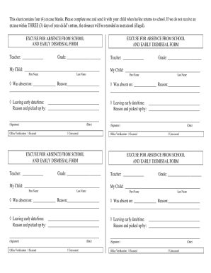 Fillable Online Excuse Blanks Fax Email Print - pdfFiller