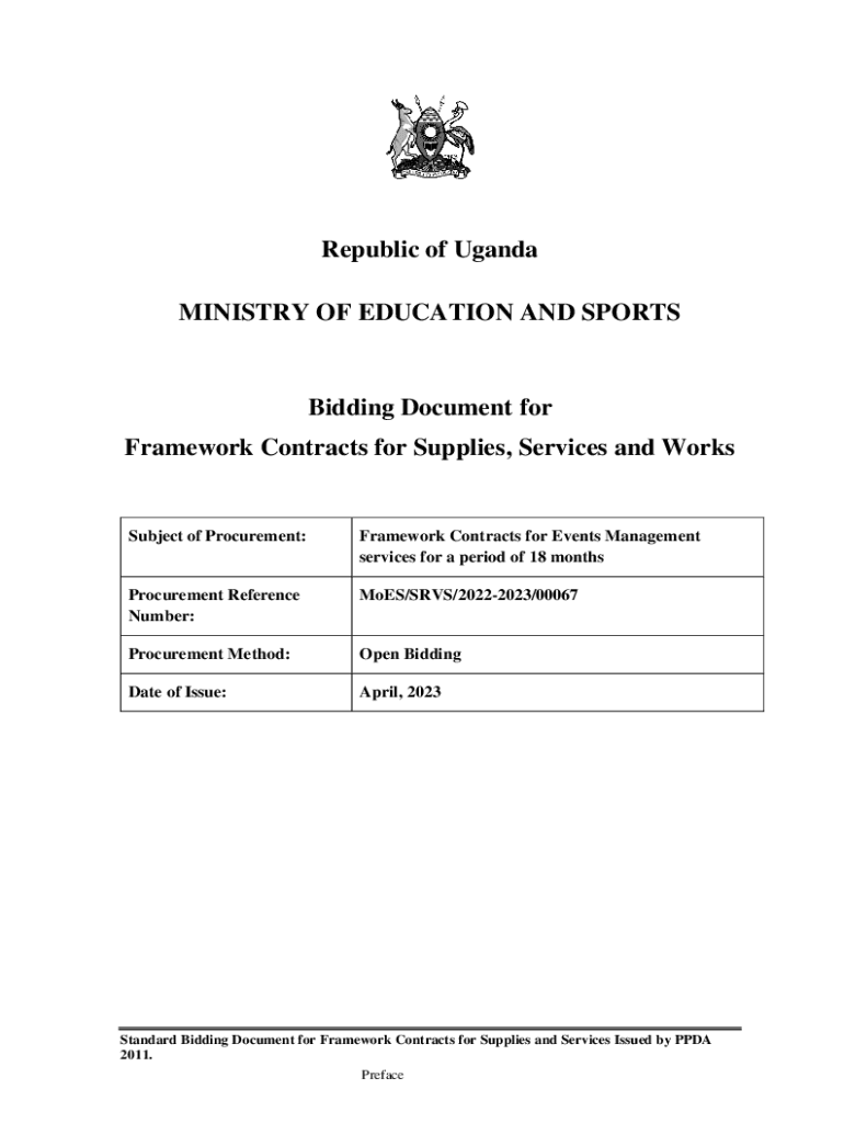 Fillable Online TENDER-DOCUMENT-FOR-FRAMEWORK-AGREEMENT- ... Fax Email Print - pdfFiller